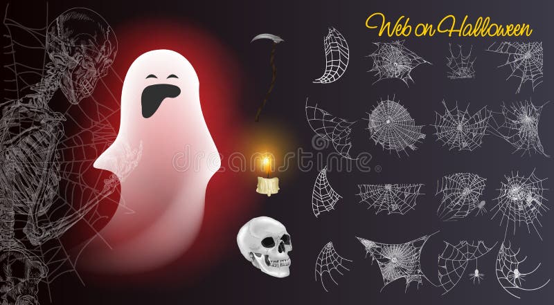 Halloween Cobweb Vector Frame Border White Ghost for Halloween and ...