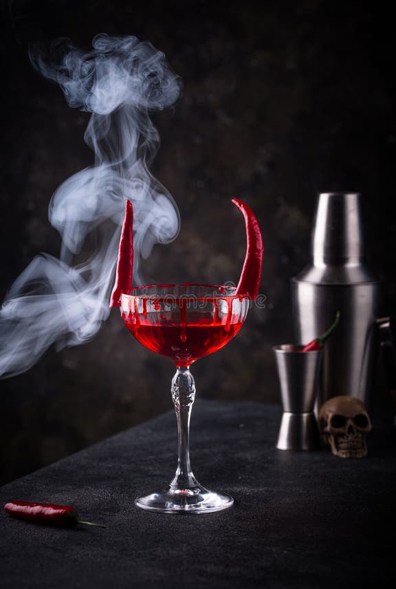 Halloween Cocktail Red Devil Martini Stock Photo - Image of drink ...