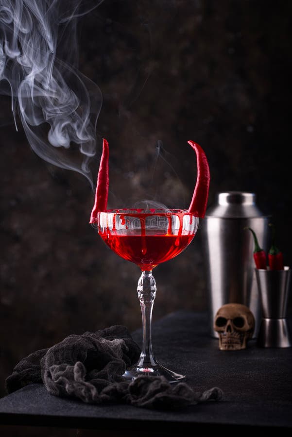 Halloween Cocktail Red Devil Martini Stock Photo - Image of spooky ...