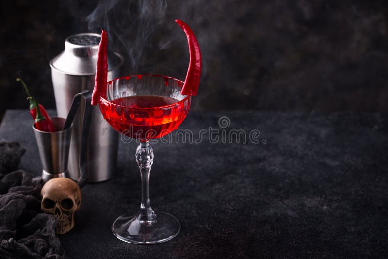 Halloween Cocktail Red Devil Martini Stock Photo - Image of trick ...