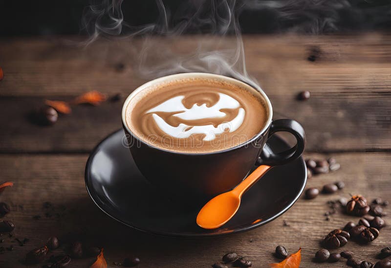 Halloween Coffee Delights: Smoky Rustic Illustration Spooky Stock ...