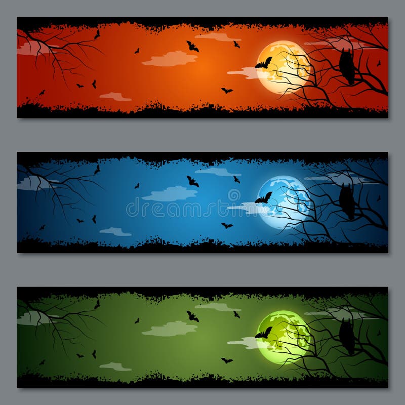 Halloween Banners Vector Design Stock Vector - Illustration of black ...