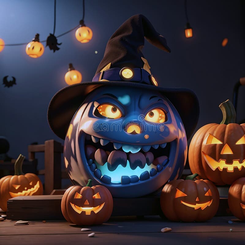 Halloween Coloring Pages 3D Style Image Stock Illustration ...