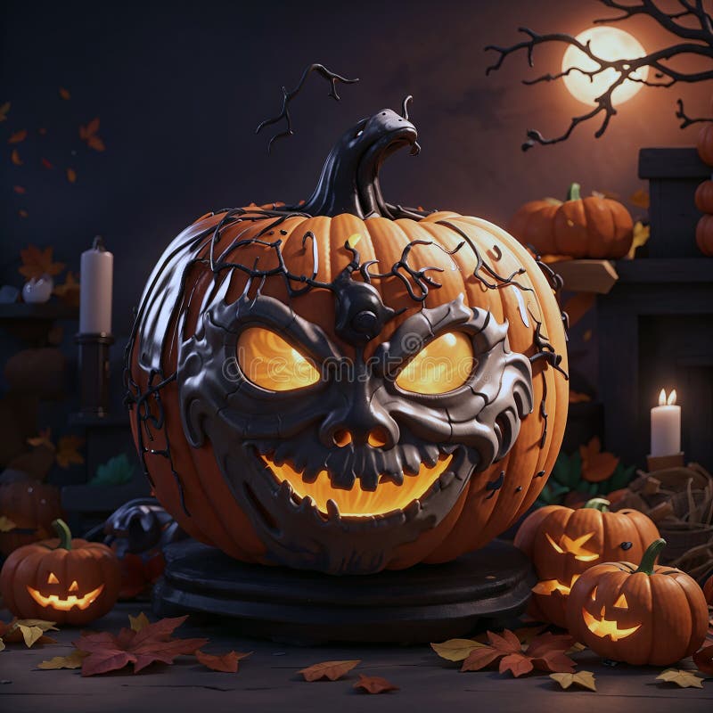 Halloween Coloring Pages 3D Style Image Stock Illustration ...