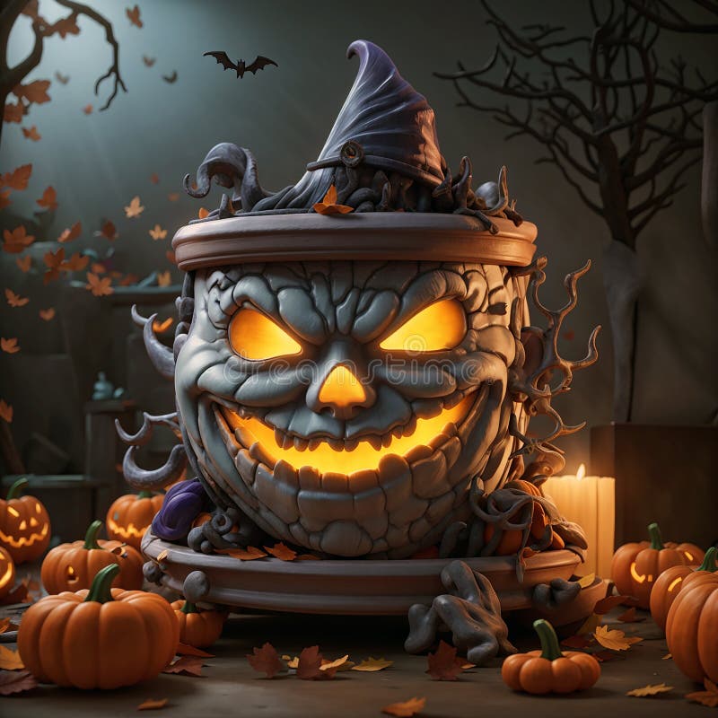 Halloween Coloring Pages 3D Style Image Stock Illustration ...