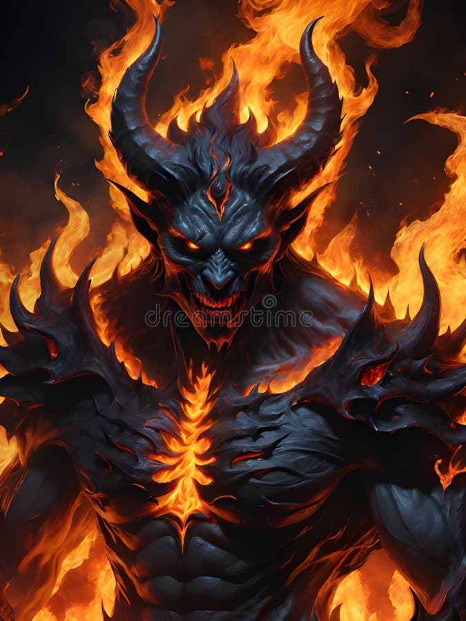 Halloween Concept with Burning Demon Stock Illustration - Illustration ...