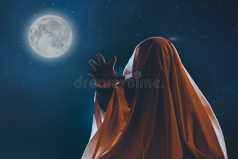 Halloween Concept with Ghost in Smoky Night Stock Photo - Image of dark ...