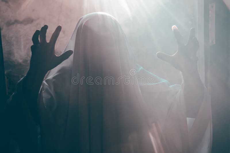 Halloween Concept with Ghost in Smoky Night Stock Photo - Image of ...