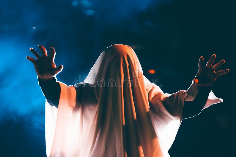 Halloween Concept with Ghost in Smoky Night Stock Photo - Image of ...