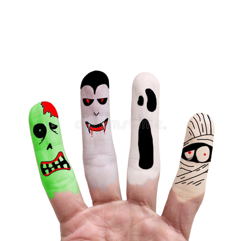 Halloween Concept - Painted Finger Stock Photo - Image of evil, family ...