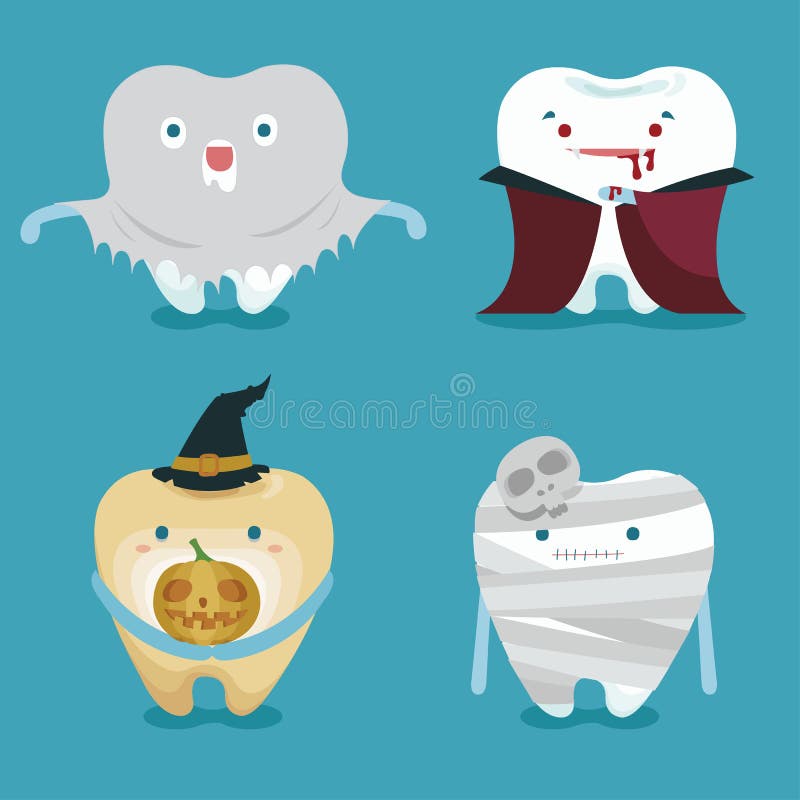 Halloween Concept of Teeth Set Stock Vector - Illustration of beautiful ...