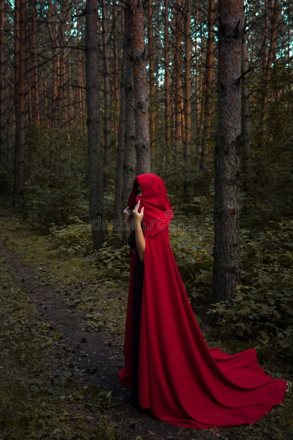 Halloween Concept. a Witch in Red among Stock Photo - Image of happy ...
