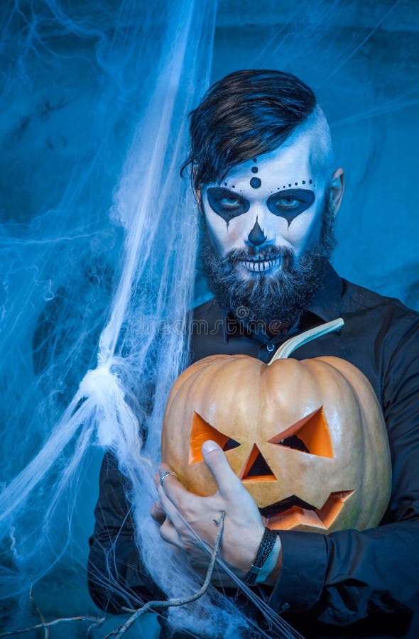 Halloween Concept with Young Man Stock Image - Image of mask, evil ...