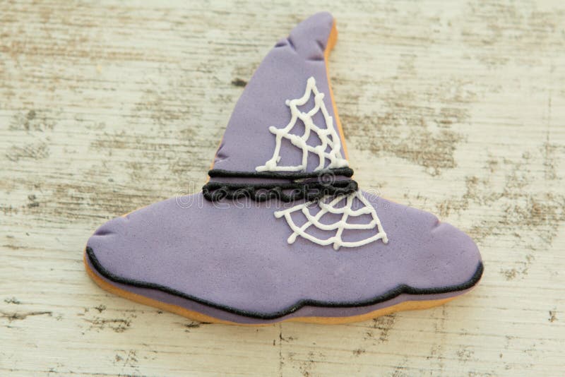 Halloween Cookie with Witch Hat Shape Stock Image - Image of october ...