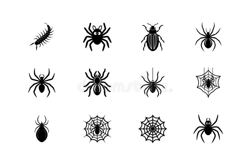Halloween Creepy Crawler Vector Silhouette Bundle Stock Illustrations ...