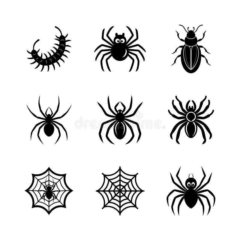 Halloween Creepy Crawler Vector Silhouette Bundle Stock Illustrations ...