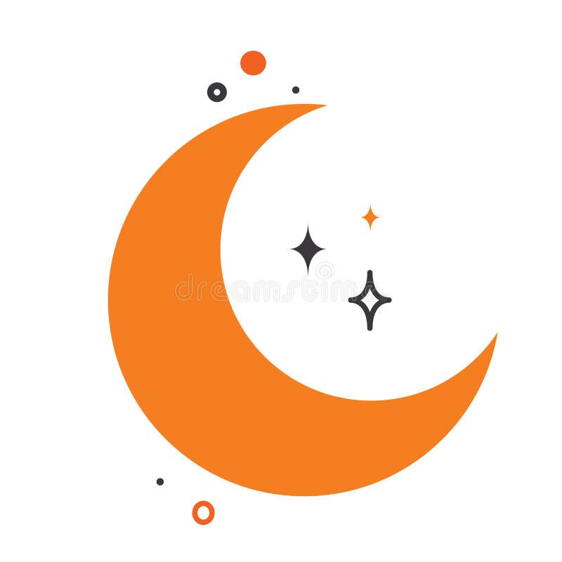Halloween Crescent Moon with Stars and Spooky Atmosphere, Vector Stock ...