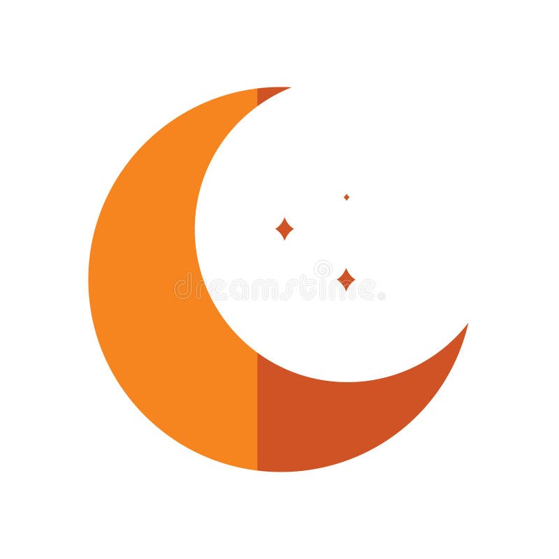 Halloween Crescent Moon with Stars and Spooky Atmosphere, Vector Stock ...