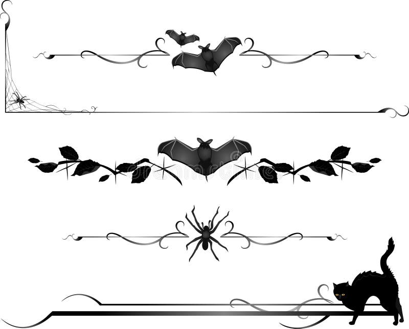 Halloween Critter Divider Lines Stock Vector - Illustration of black ...