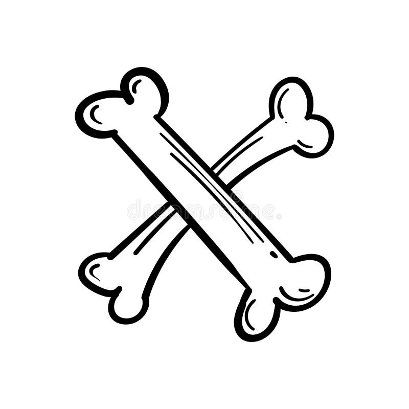 Halloween Crossed Bones Line Drawing Isolated. Vector Illustration ...