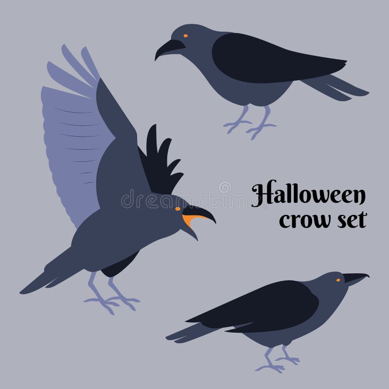 Halloween Crow Icon in Six Different Style Stock Vector - Illustration ...