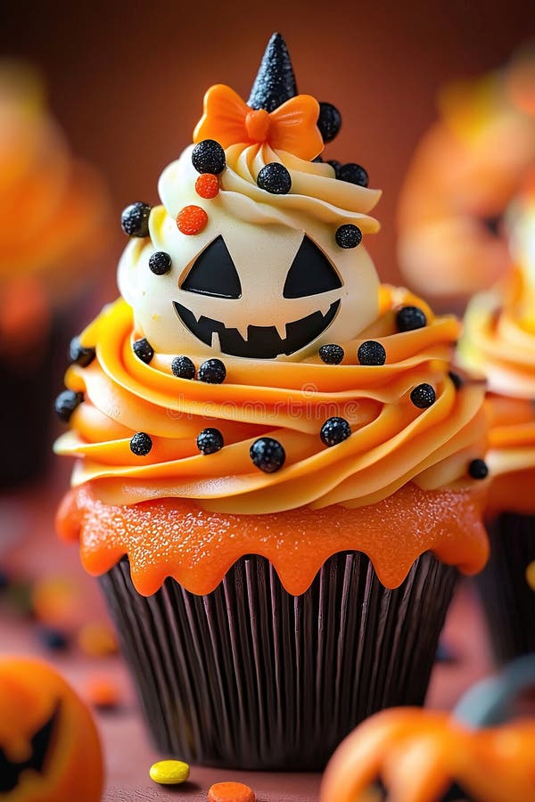 Halloween Cupcake. Trick or Treat. Happy Halloween. Generative Ai Stock ...
