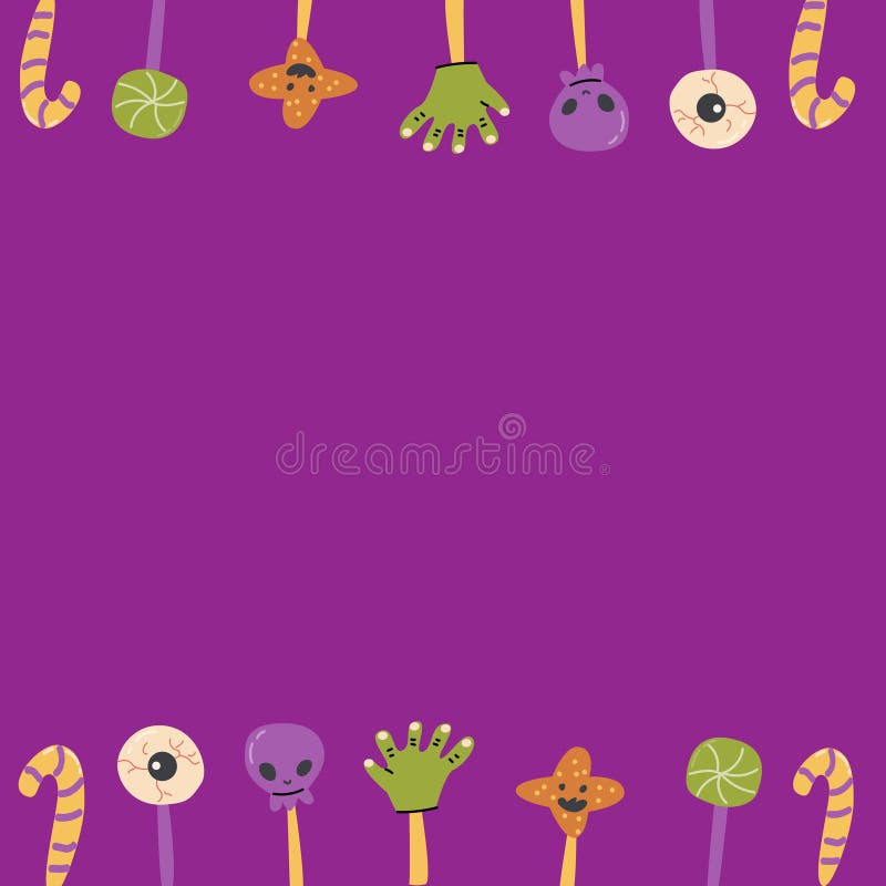 Halloween Cute Frame or Border with Spooky Candy Stock Vector ...