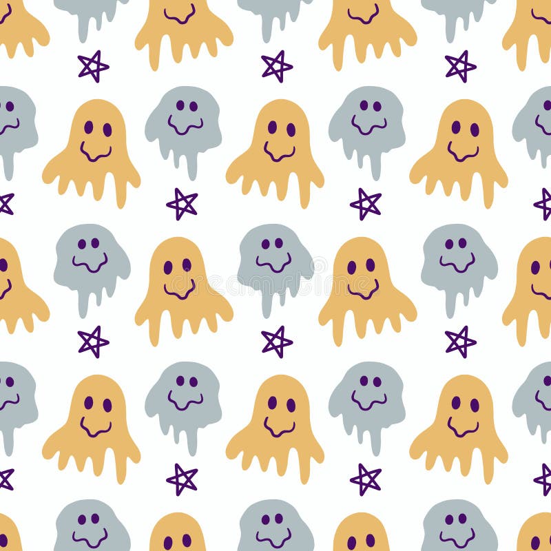 Halloween Cute Ghost Vector Seamless Pattern Texture Stock Vector ...