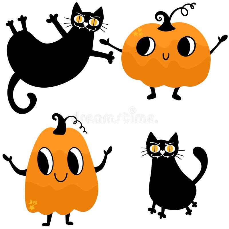 Halloween Cute Pumpkins Set Monsters Pattern for Wrapping Paper and ...