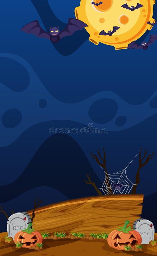 A Halloween Dark Night Template Stock Vector - Illustration of scary ...