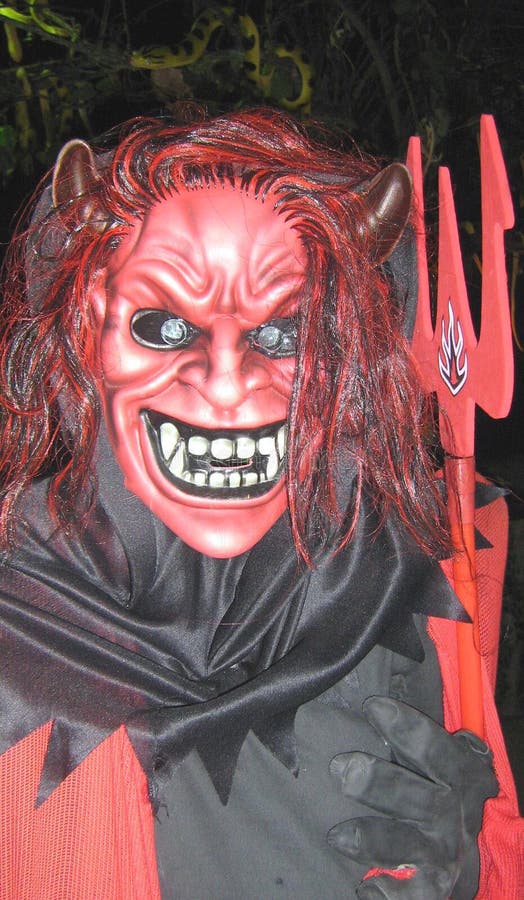 Halloween Satan With Beard, Red Blood, Wounds On Face Stock Image ...