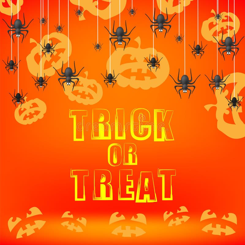 Halloween Decoration Pattern with Pumpkin and Spider Isolated on Orange ...