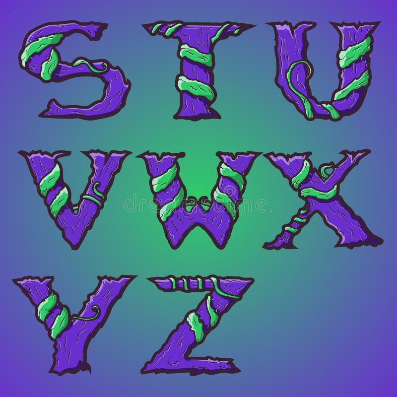 Halloween Decorative Alphabet - Tree & Roots Letters, Font. Stock ...