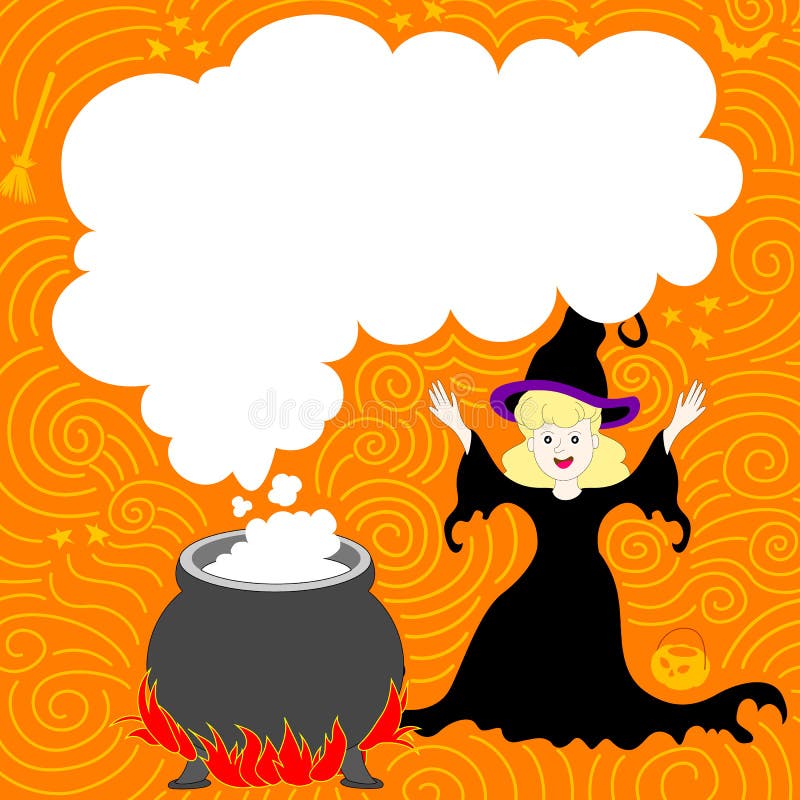 Halloween Design with Magic with Cute Witch. Stock Vector ...