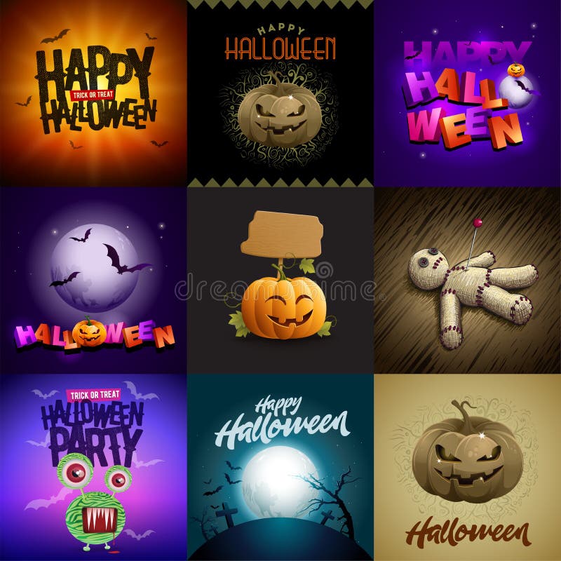 Halloween Design Set stock vector. Illustration of character - 98152058