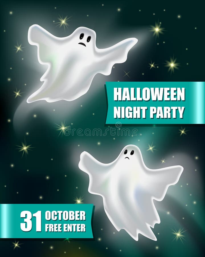 Halloween Design with Two Ghosts Stock Vector - Illustration of card ...