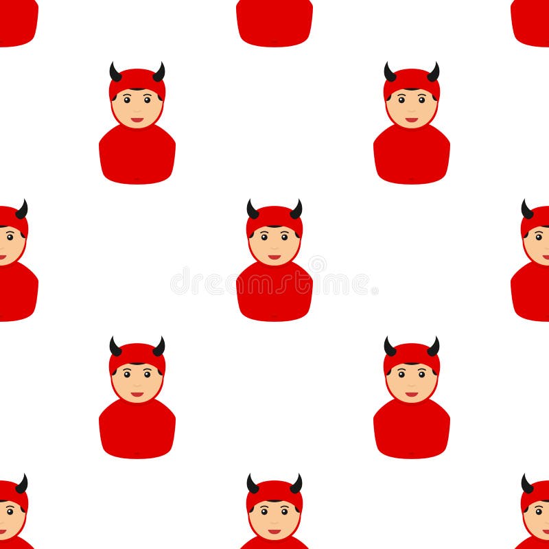Halloween Devil Avatar Seamless Pattern Stock Vector - Illustration of ...