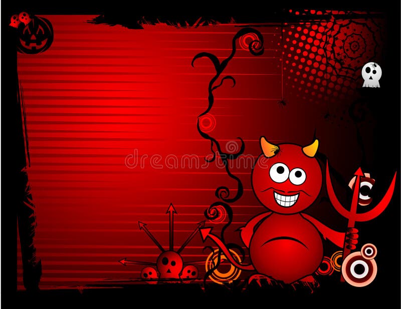 Halloween with Devil Cartoon Vector Stock Vector - Illustration of ...