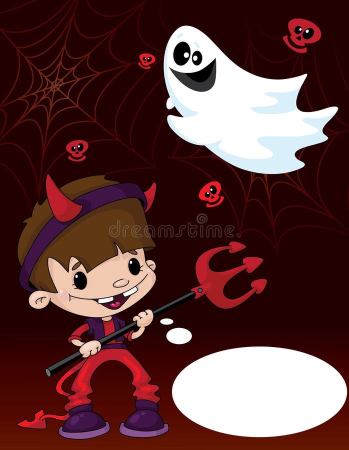 Halloween with Devil Cartoon Vector Stock Vector - Illustration of ...