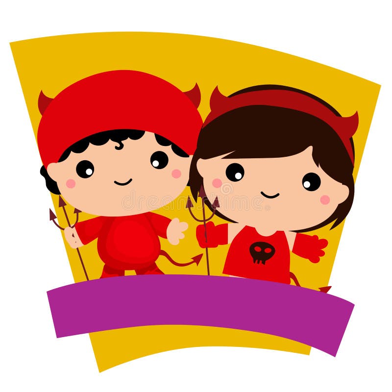 Devil Kids School Backpack Cartoon in Character Design Stock Vector ...