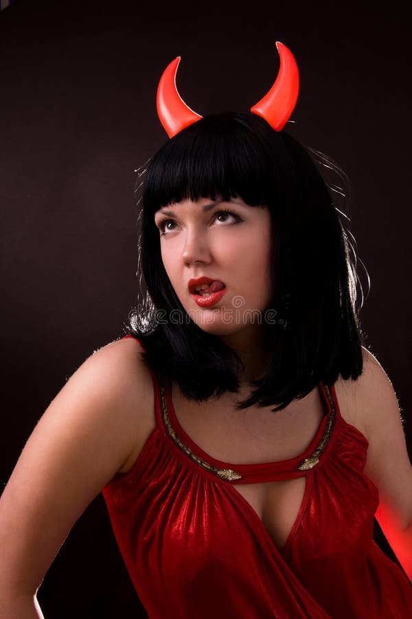 Halloween Devil Womanl Witch Stock Photo - Image of flirting, halloween ...