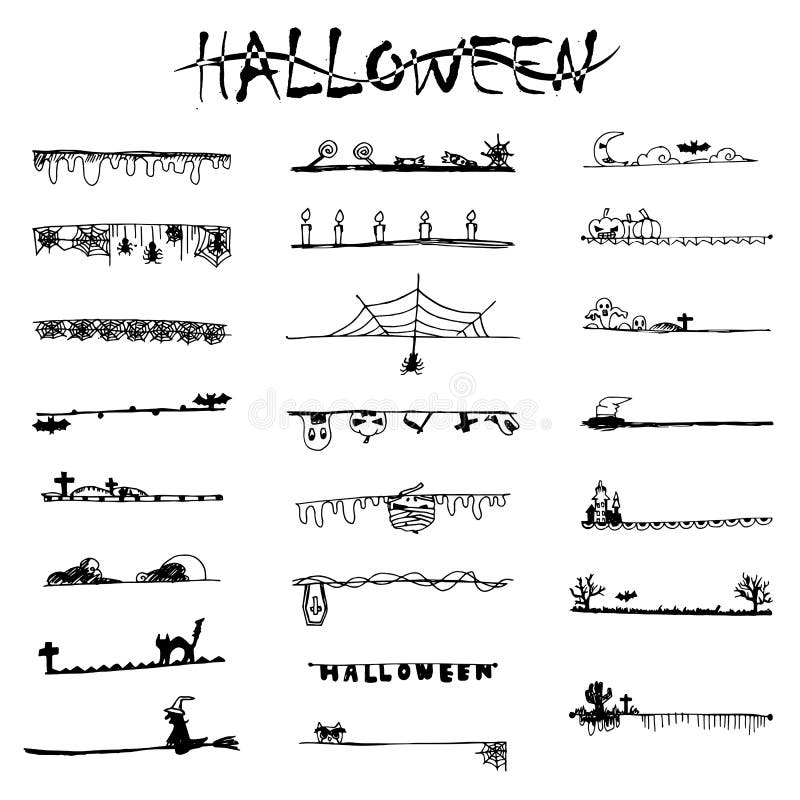 Halloween Doodle Black Lines and Stripes from Free Hand Drawing Sketch ...