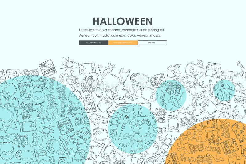 Halloween Doodle Website Template Design Stock Vector - Illustration of ...
