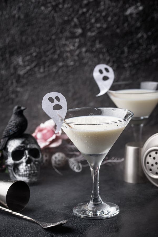 Halloween Drink Liquid Ghost. Coconut Cocktail Stock Photo - Image of ...