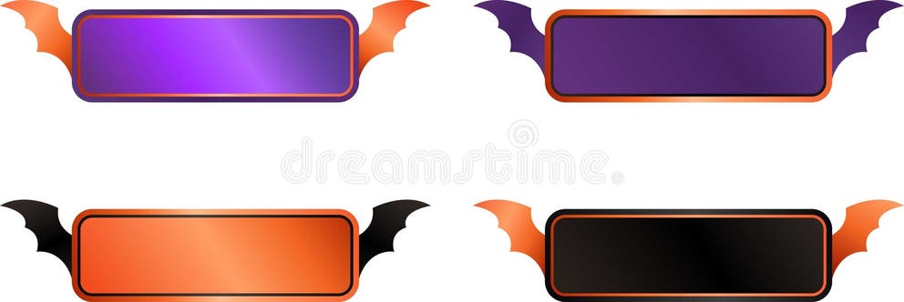Halloween Gradient Rectangle Labels with Bat Wings in Various Colors ...
