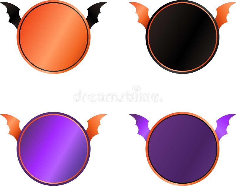 Luxury Round Halloween Labels with Bat Wings and Gradient Effect Stock ...
