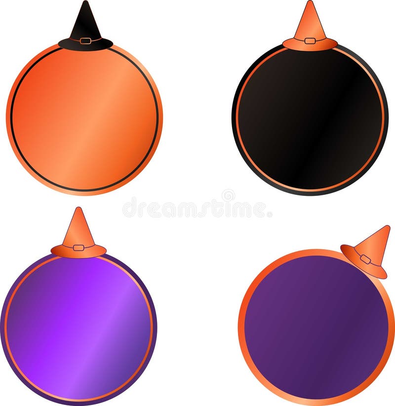 Minimal Halloween Gradient Round Labels with Witch Hats Element Set Stock Vector - Illustration ...
