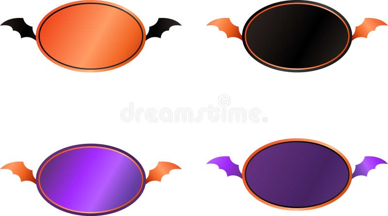 Halloween Oval Label Frame Collection with Bat Wings and Gradient ...