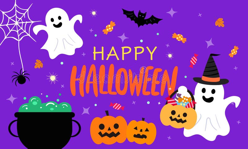 Halloween Elements Collection in Flat Design Cute Banner Stock Vector ...