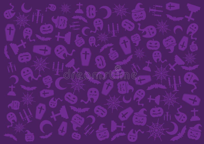 Halloween Elements Pattern Purple Color Vector Illustration Background ...